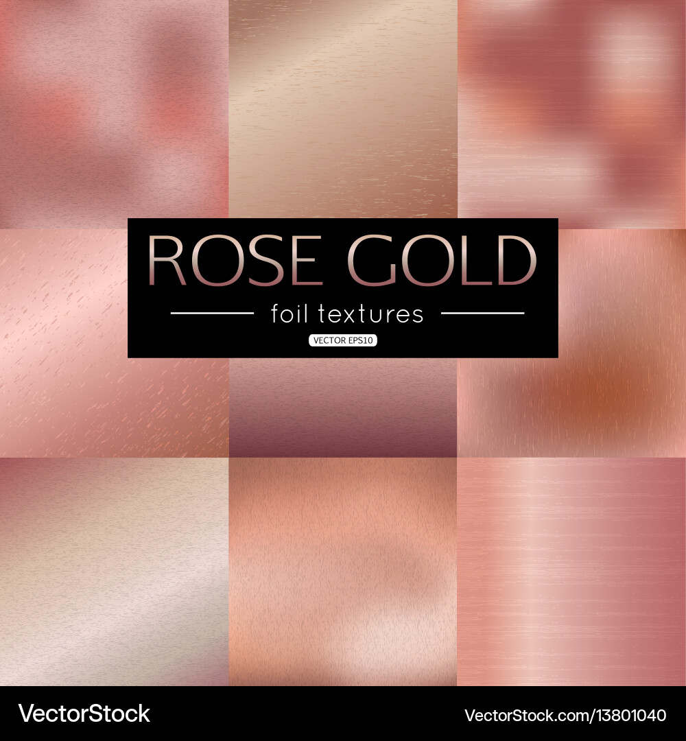 Set rose gold gradients collection pink Royalty Free Vector