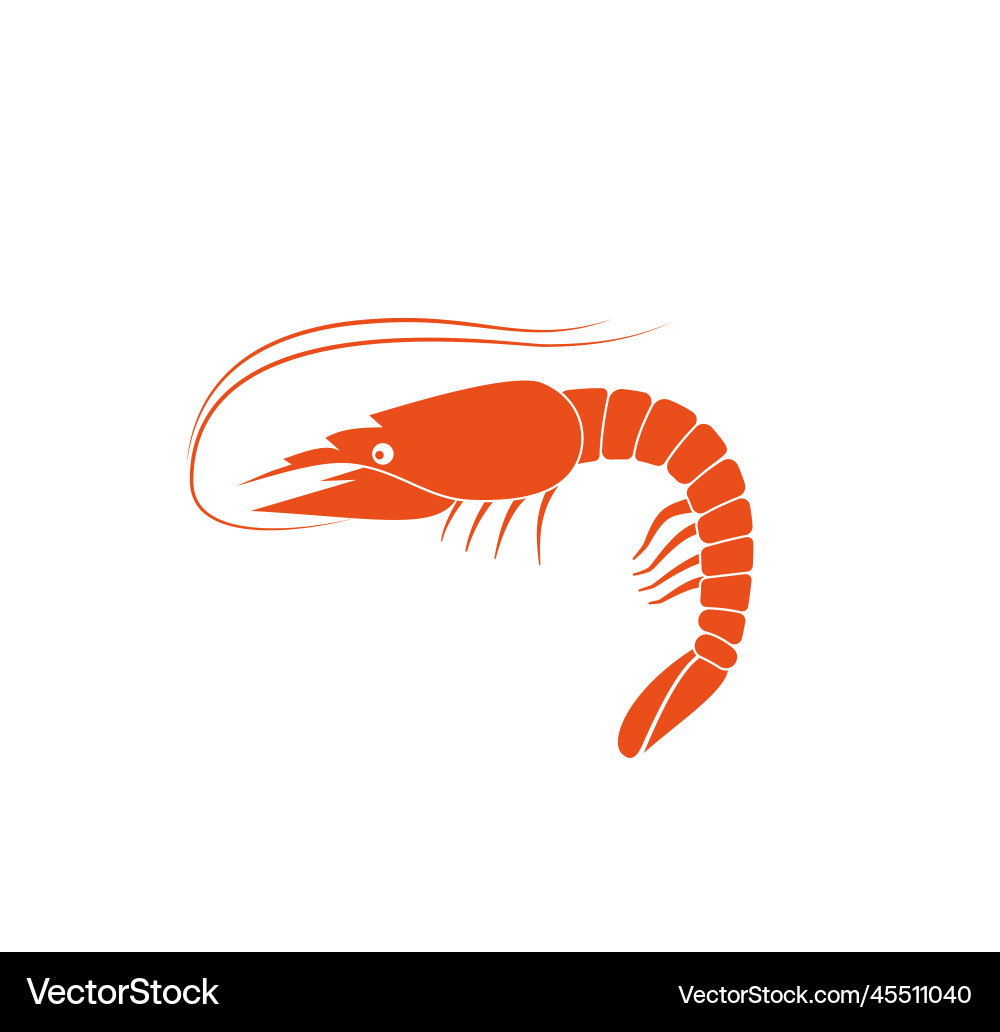 Shrimp silhouette isolated on white Royalty Free Vector