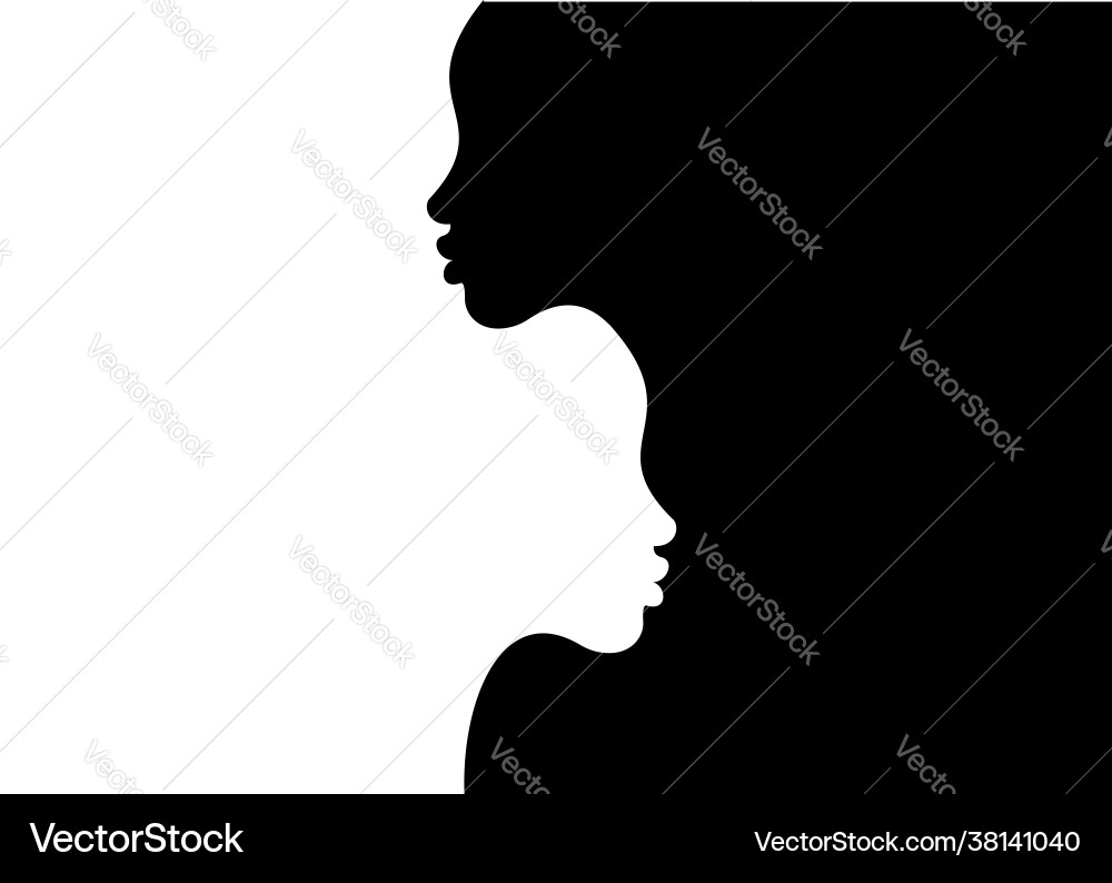 Two silhouettes a woman head background Royalty Free Vector