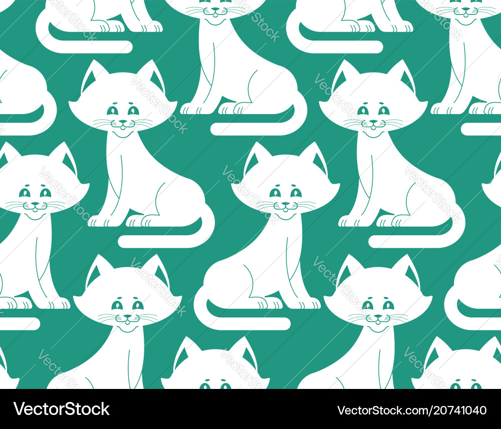 White cat seamless pattern pet ornament animal Vector Image