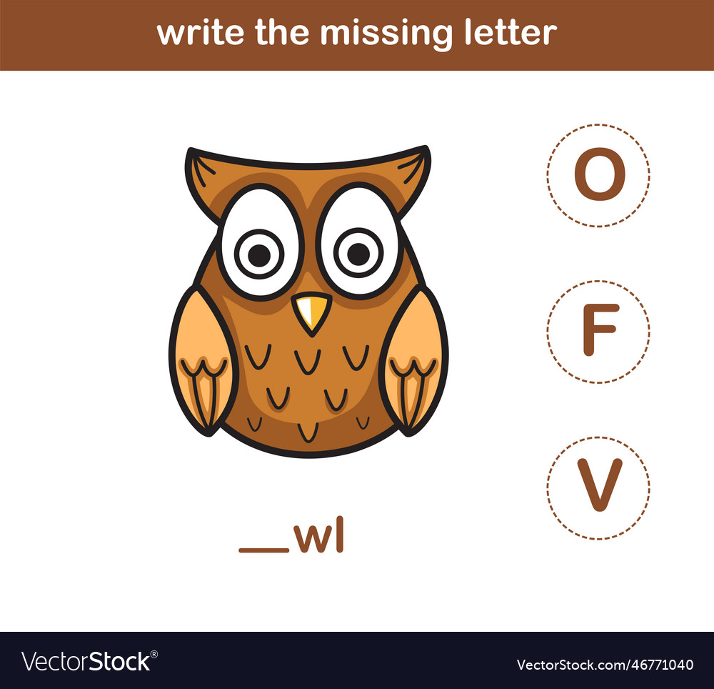 Write the missing letter Royalty Free Vector Image