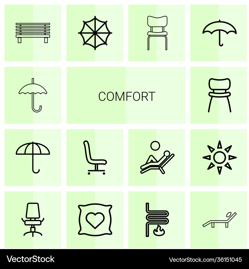 14 comfort icons Royalty Free Vector Image - VectorStock