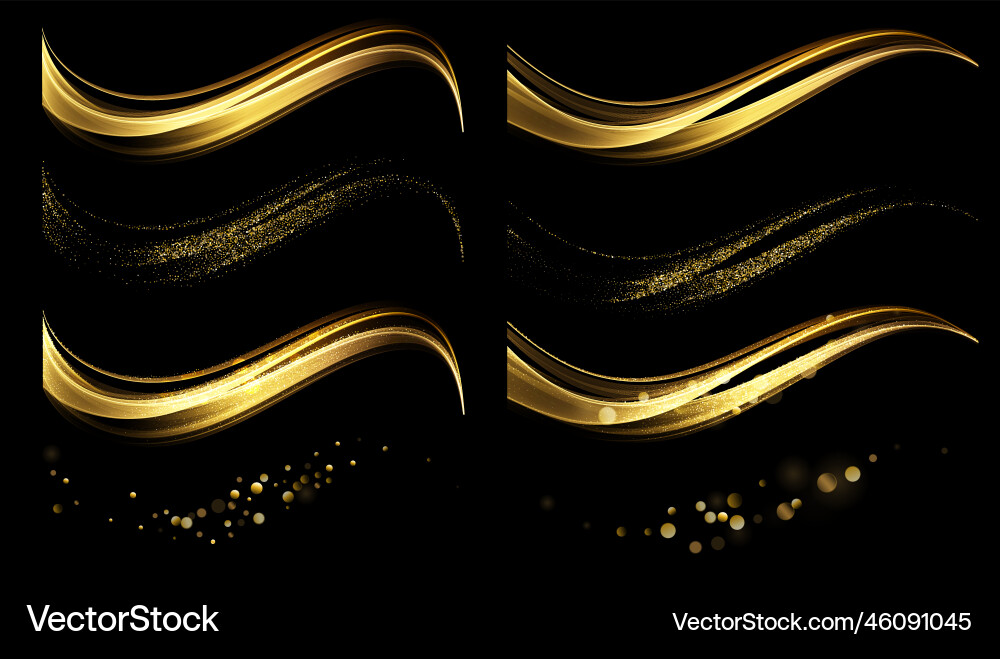 Abstract gold light waves shiny golden moving Vector Image