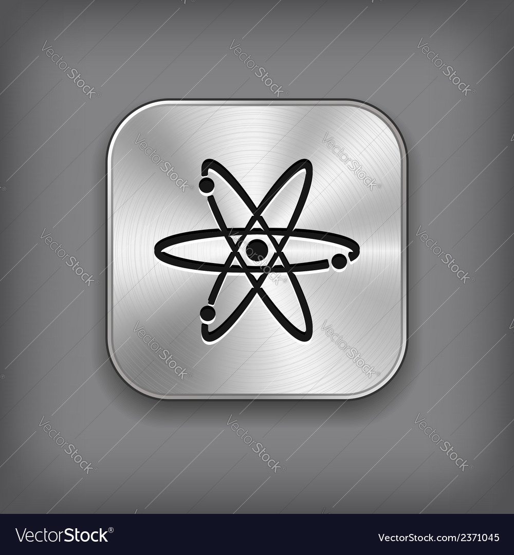 Atom icon - metal app button Royalty Free Vector Image