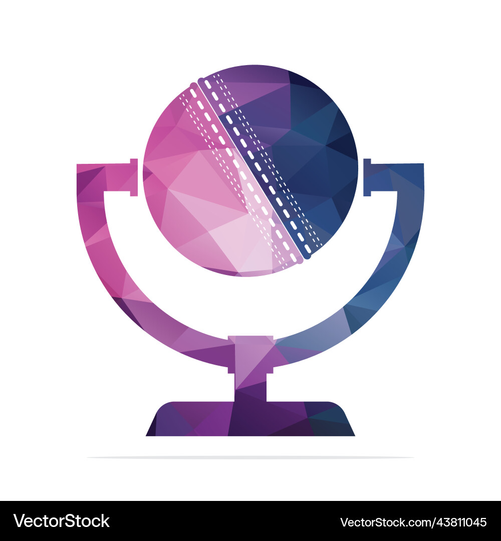 Cricket podcast logo in trophy shape Royalty Free Vector