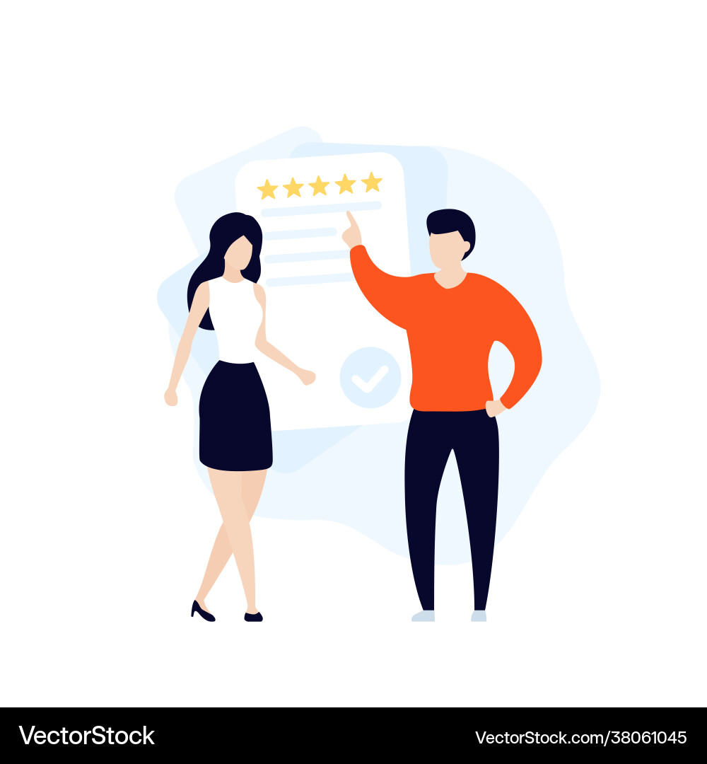 Feedback and review icon with people Royalty Free Vector