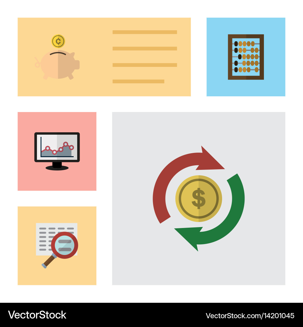 Flat gain set of money box scan interchange Vector Image