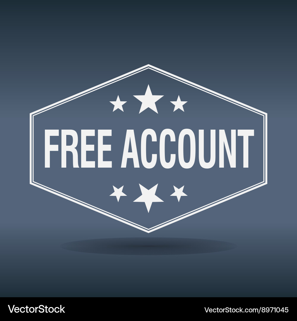 Free account hexagonal white vintage retro style Vector Image