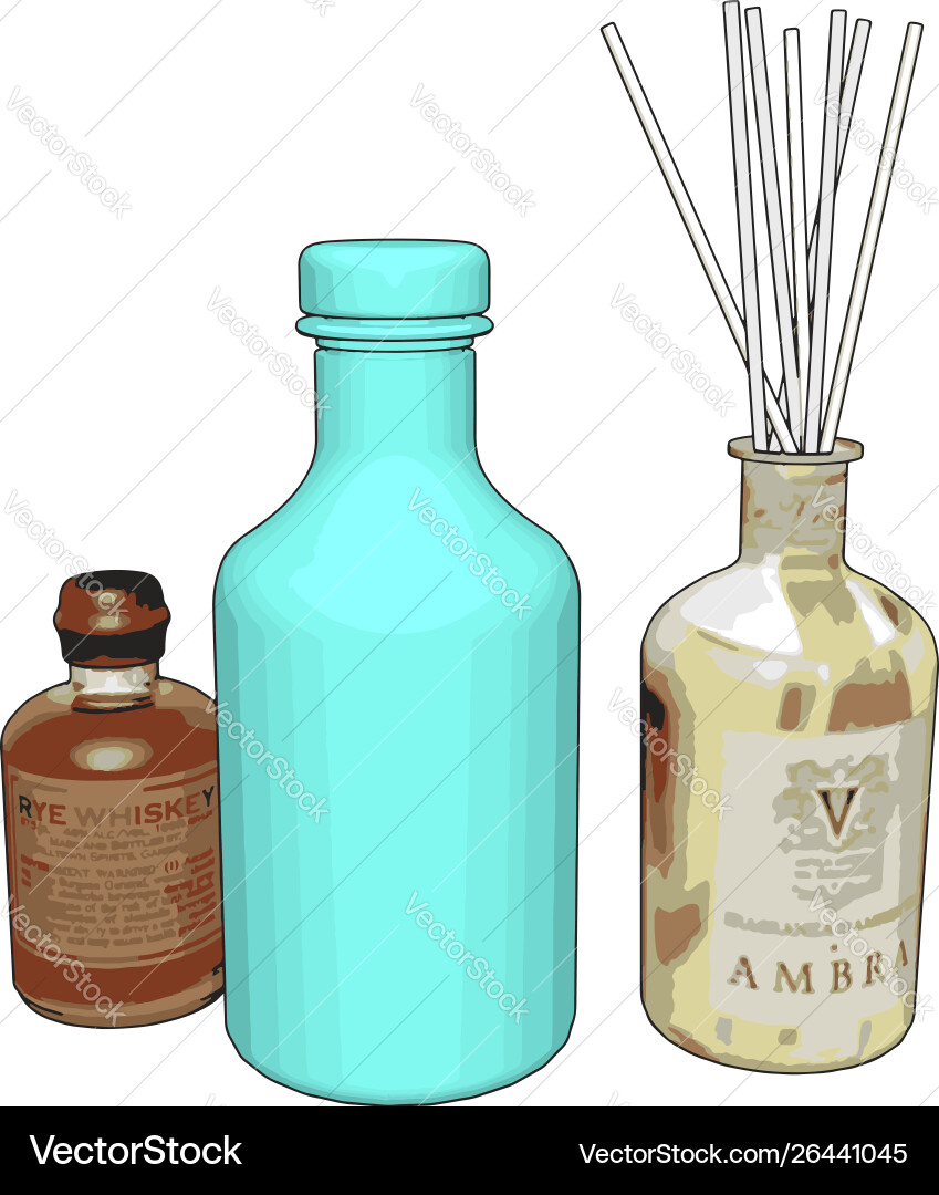 Glass bottle with straws on white background Vector Image