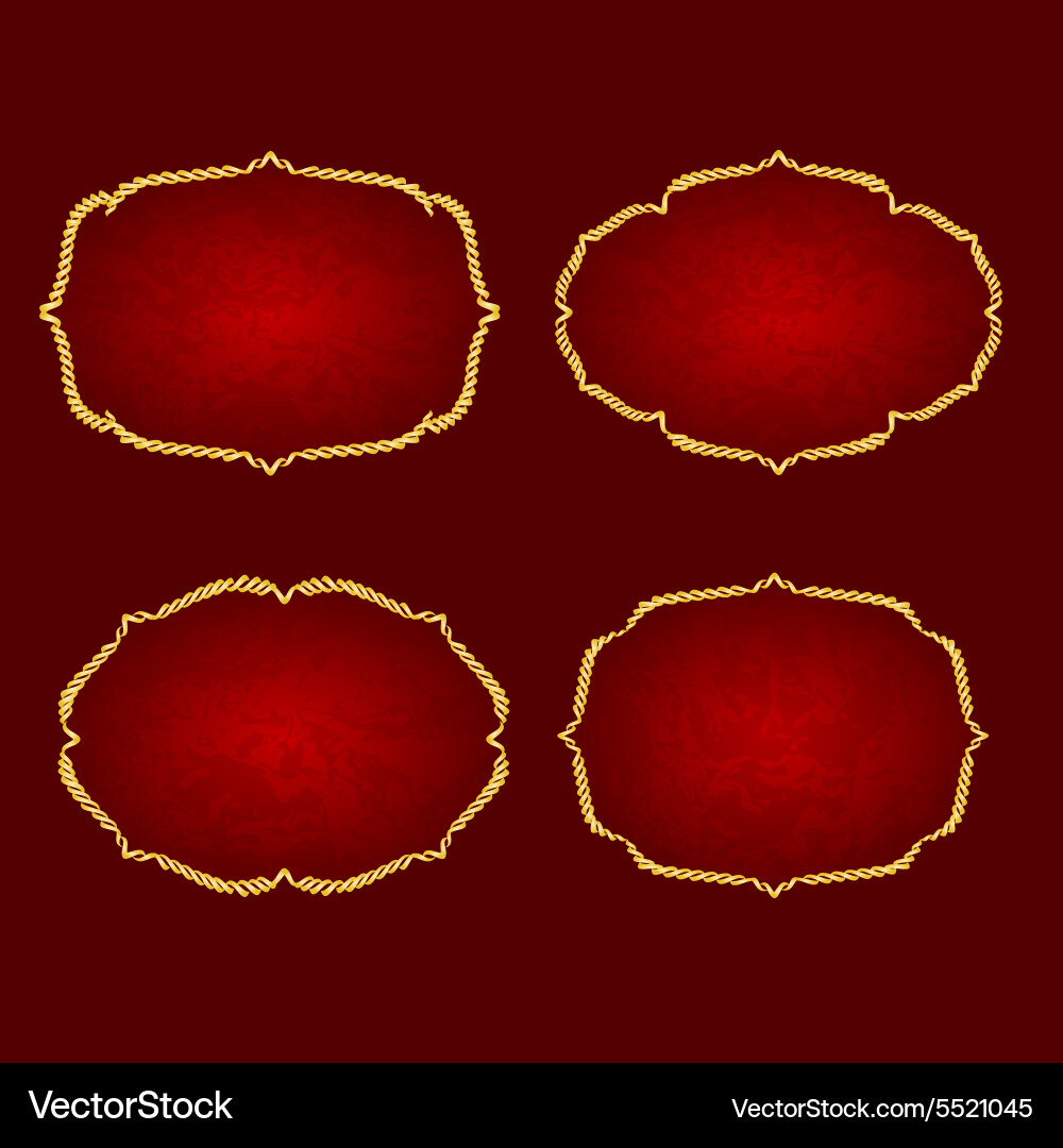 Golden frame on a red background vintage Vector Image