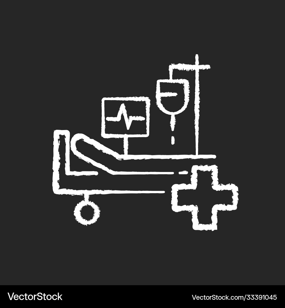 Intensive care chalk white icon on black Vector Image