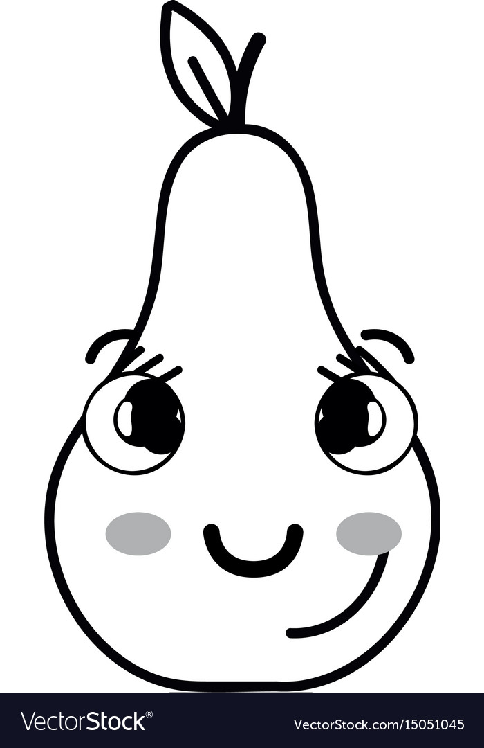 Line kawaii cute happy pear fruit Royalty Free Vector Image