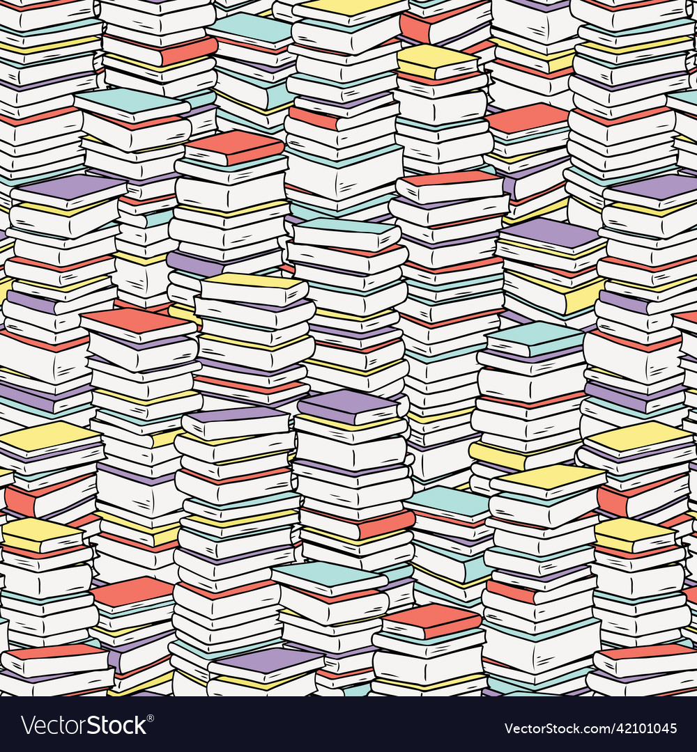 Pile books pattern Royalty Free Vector Image - VectorStock