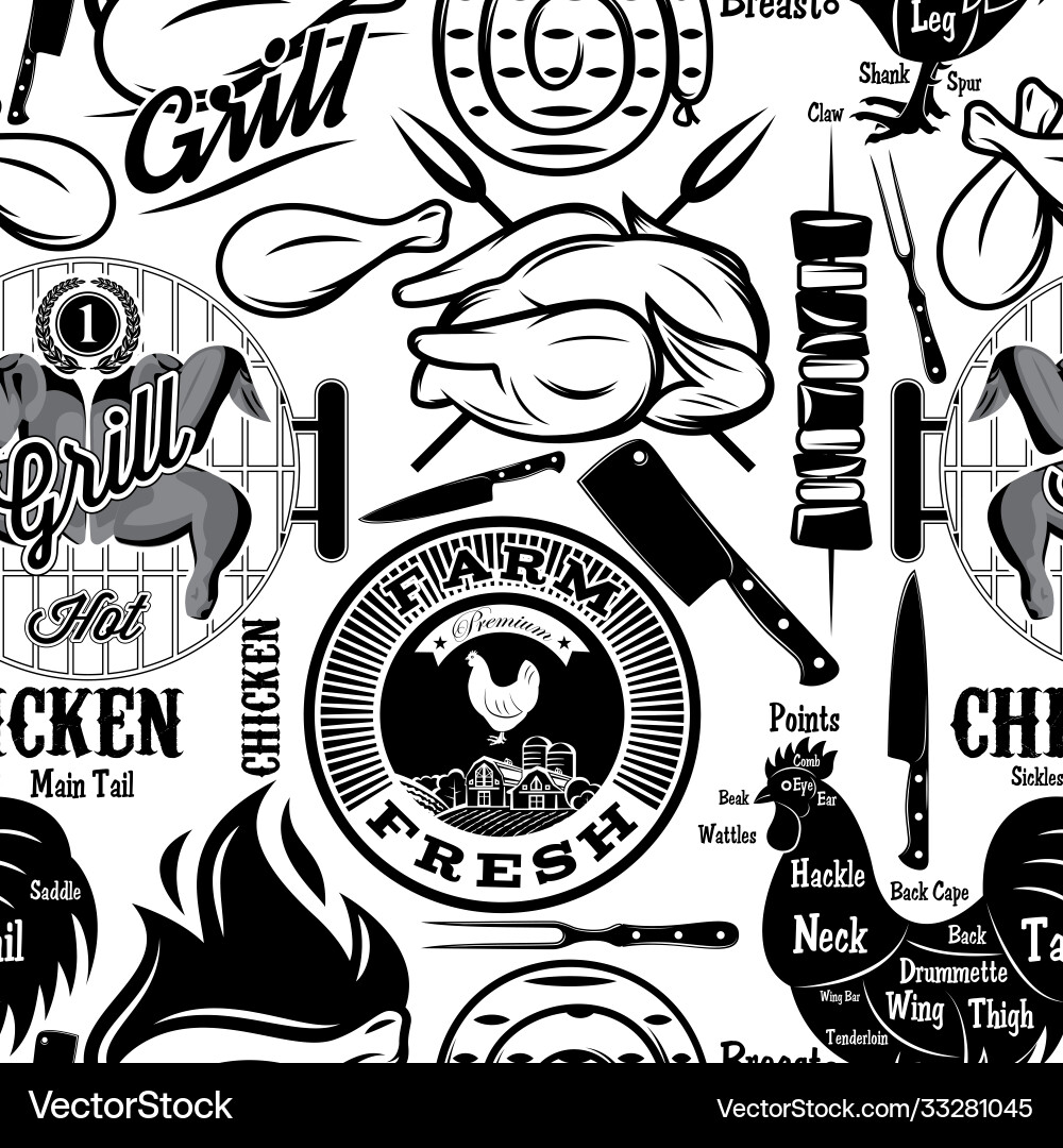 Seamless background chicken meat butcher Vector Image