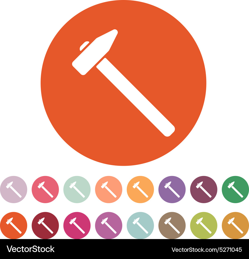 The hammer icon Hammer symbol Flat Royalty Free Vector Image