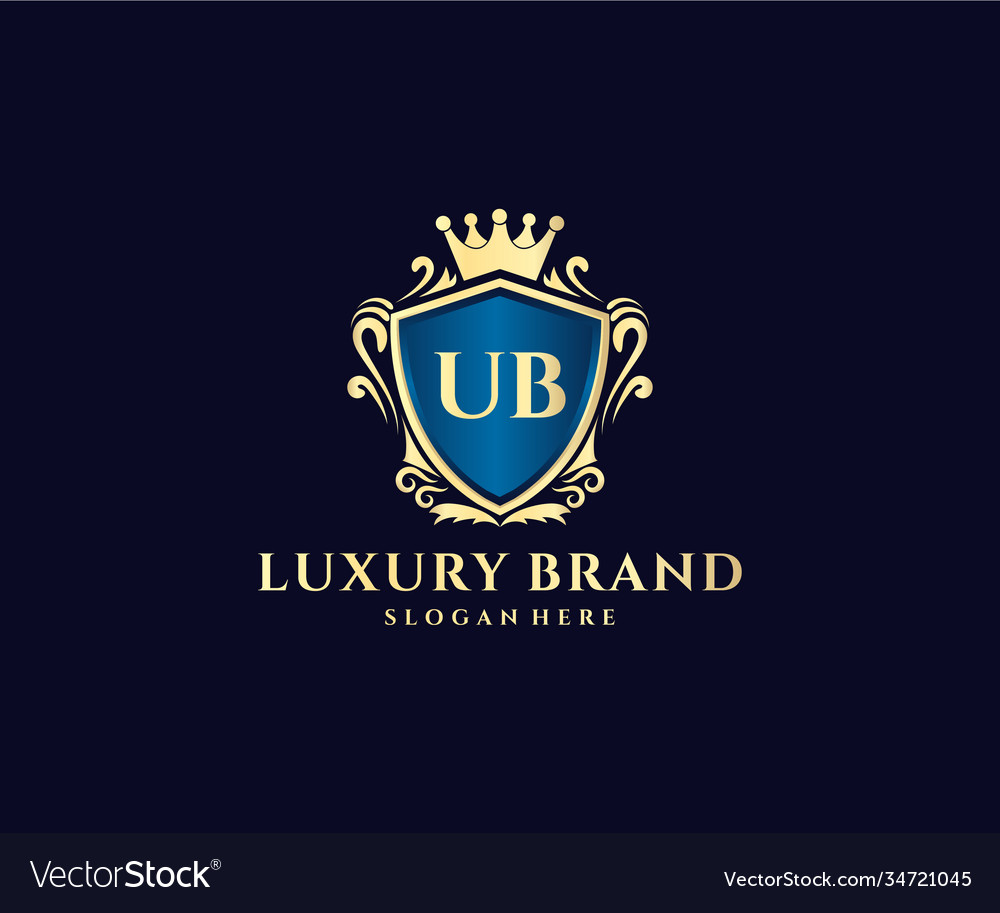 Ub initial letter gold calligraphic feminine Vector Image
