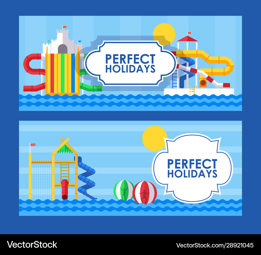 Water park banner in flat style Royalty Free Vector Image
