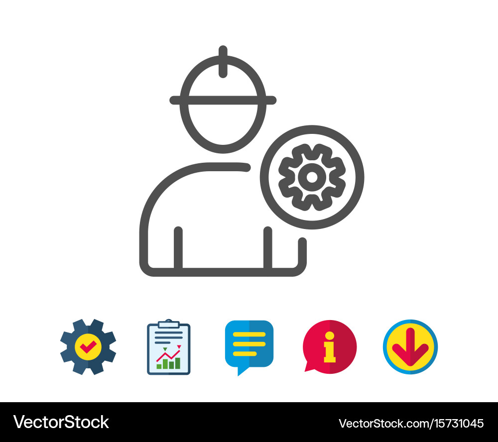 Worker line icon male profile sign Royalty Free Vector Image