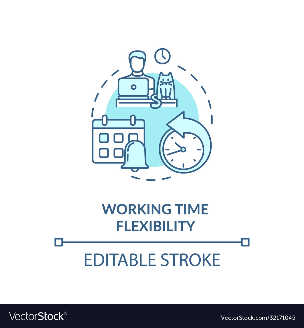 Working time flexibility turquoise concept icon Vector Image Working time flexibility turquoise concept icon Vector Image
