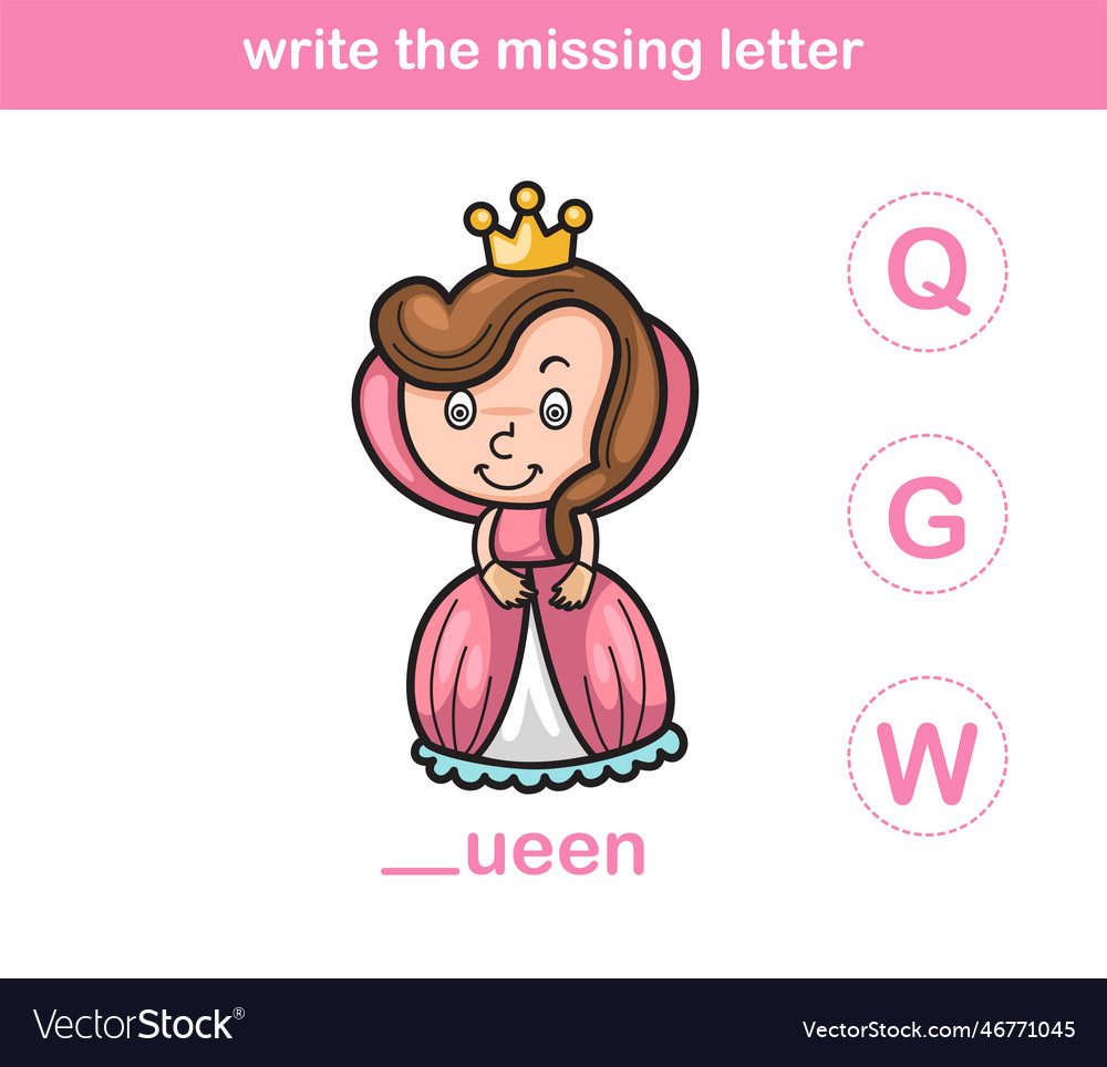 Write the missing letter Royalty Free Vector Image