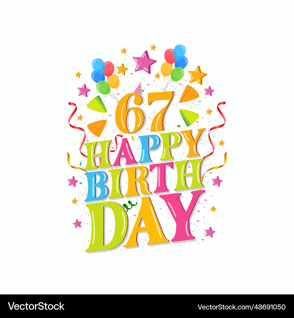 67th happy birthday celebration design Royalty Free Vector