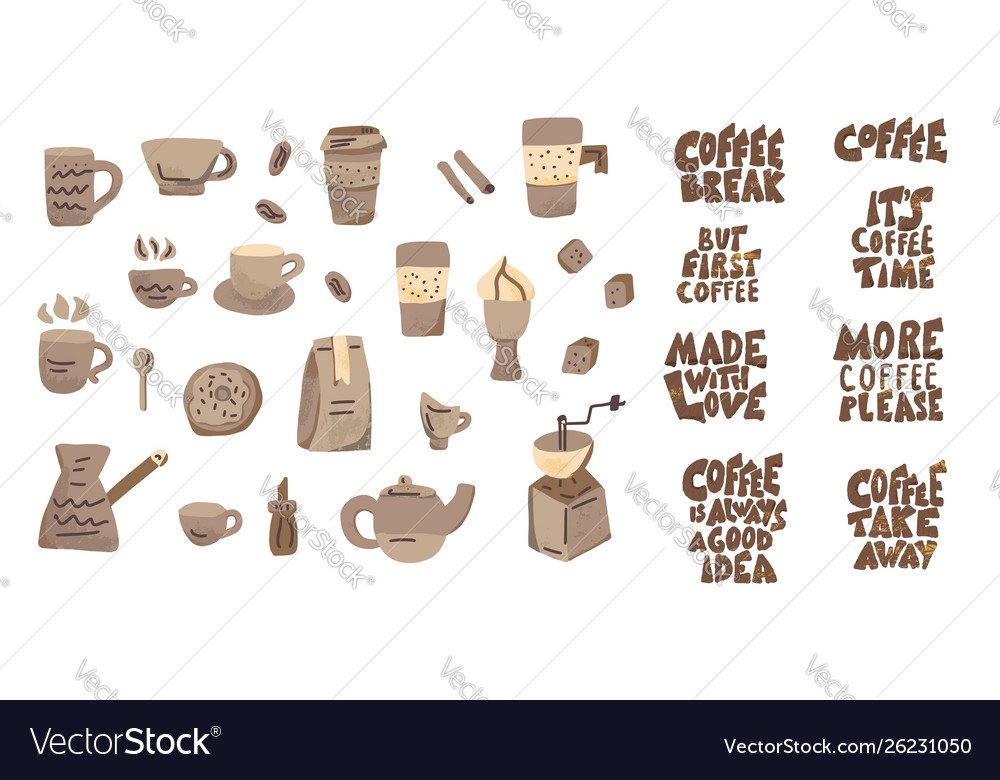 Coffee set objects design elements Royalty Free Vector Image