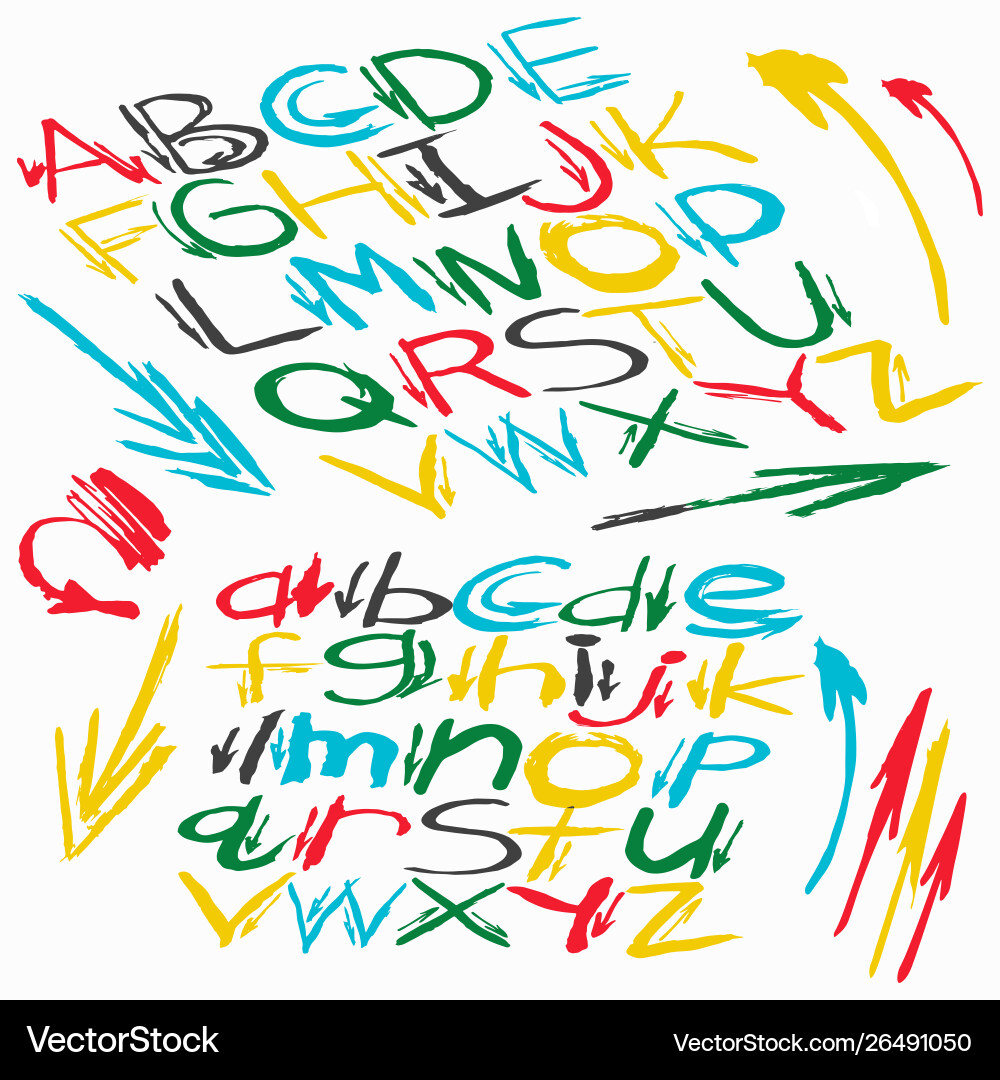 Colored alphabet font in graffiti style Royalty Free Vector