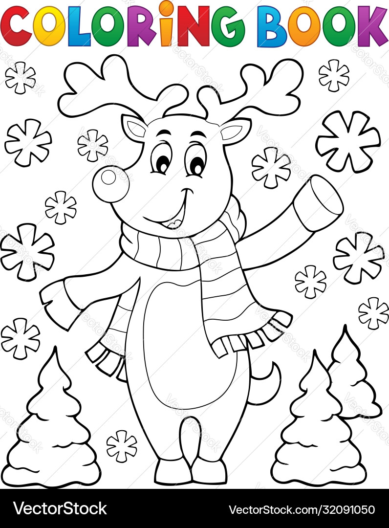 Coloring book stylized christmas deer Royalty Free Vector