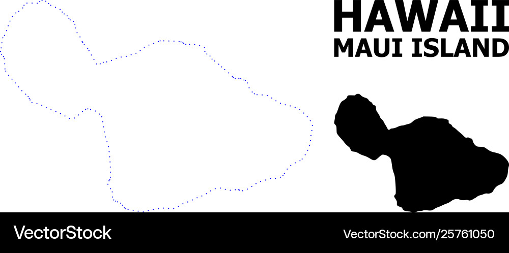 Contour dotted map maui island Royalty Free Vector Image