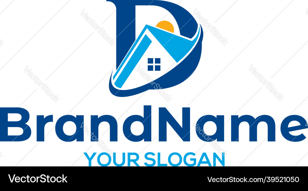 D real estate logo design Royalty Free Vector Image