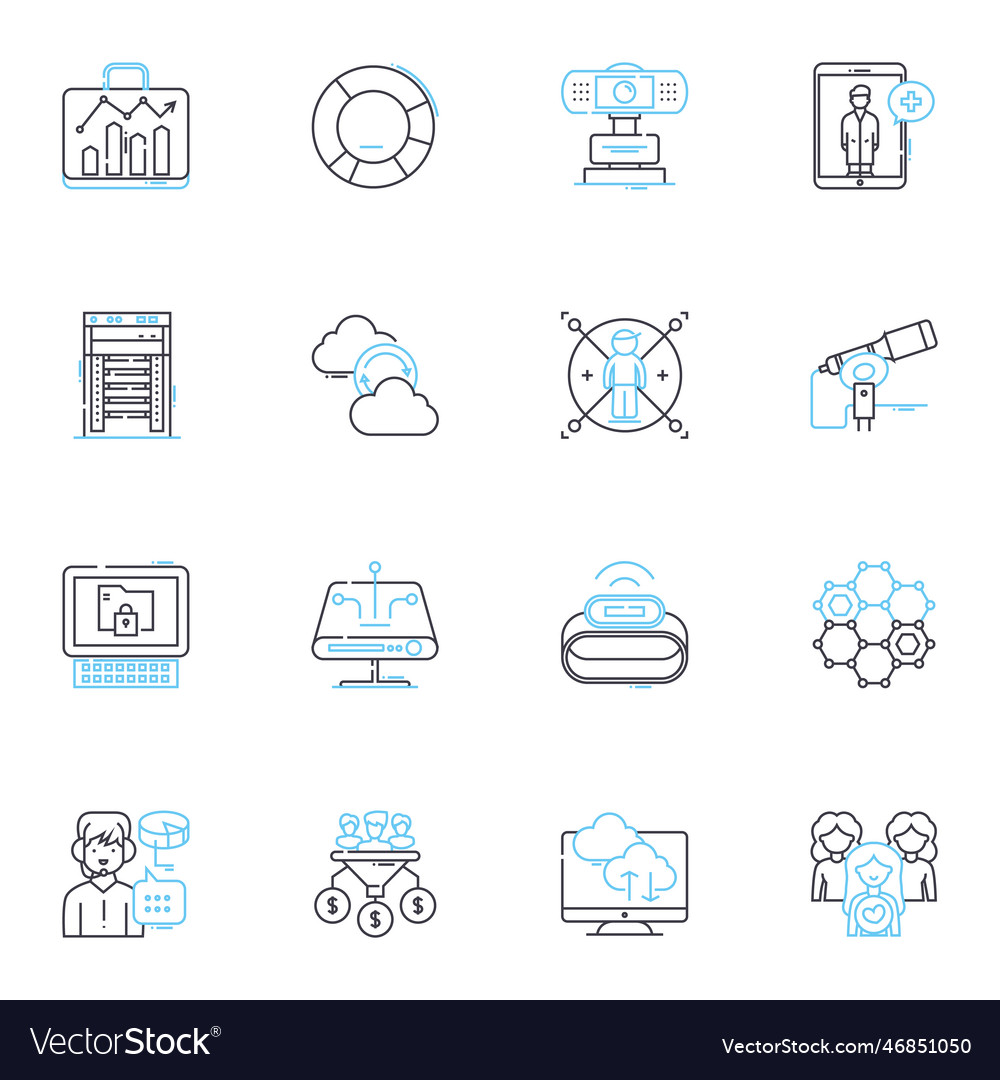 Digital marketing linear icons set strategy Vector Image Digital marketing linear icons set strategy Vector Image