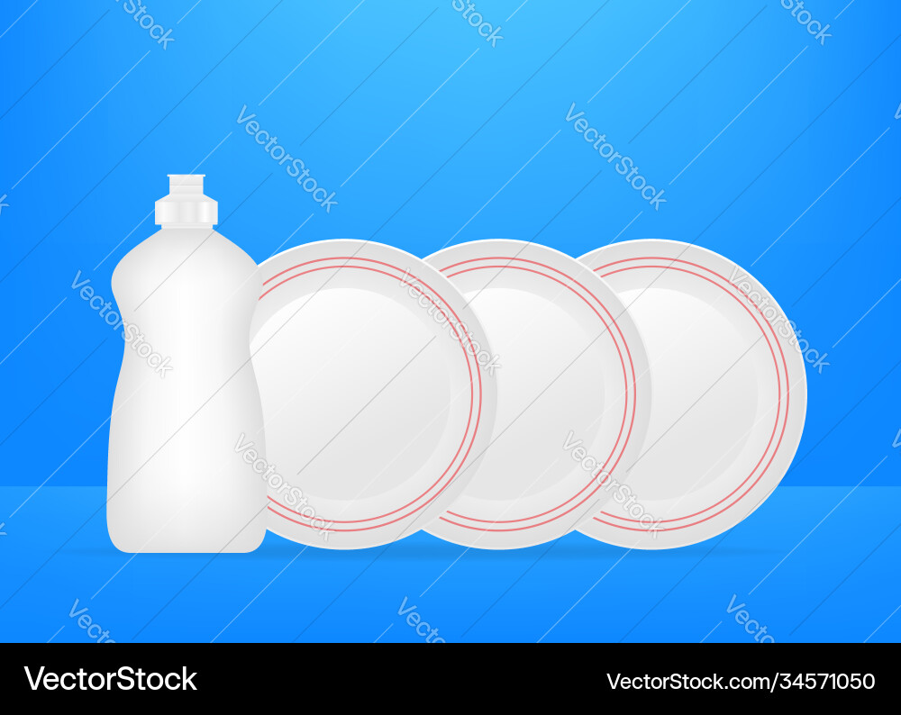 Dishwashing washing dishes liquid Royalty Free Vector Image