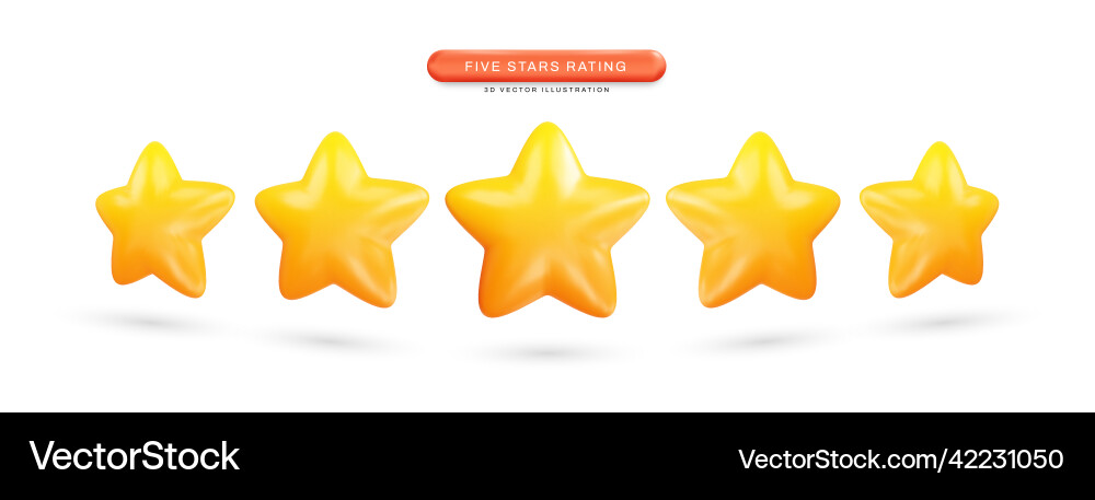 Five stars rating realistic 3d Royalty Free Vector Image