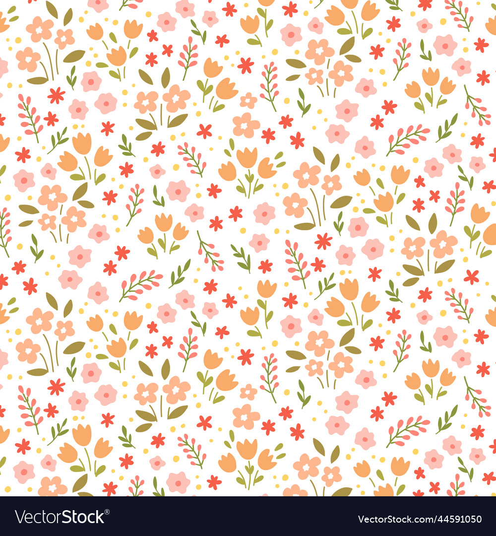 Flat design small flowers pattern Royalty Free Vector Image