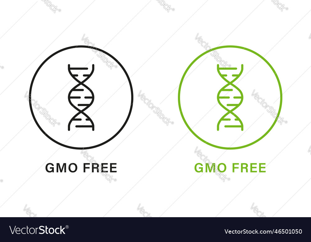 Gmo free outline sign set only eco natural Vector Image