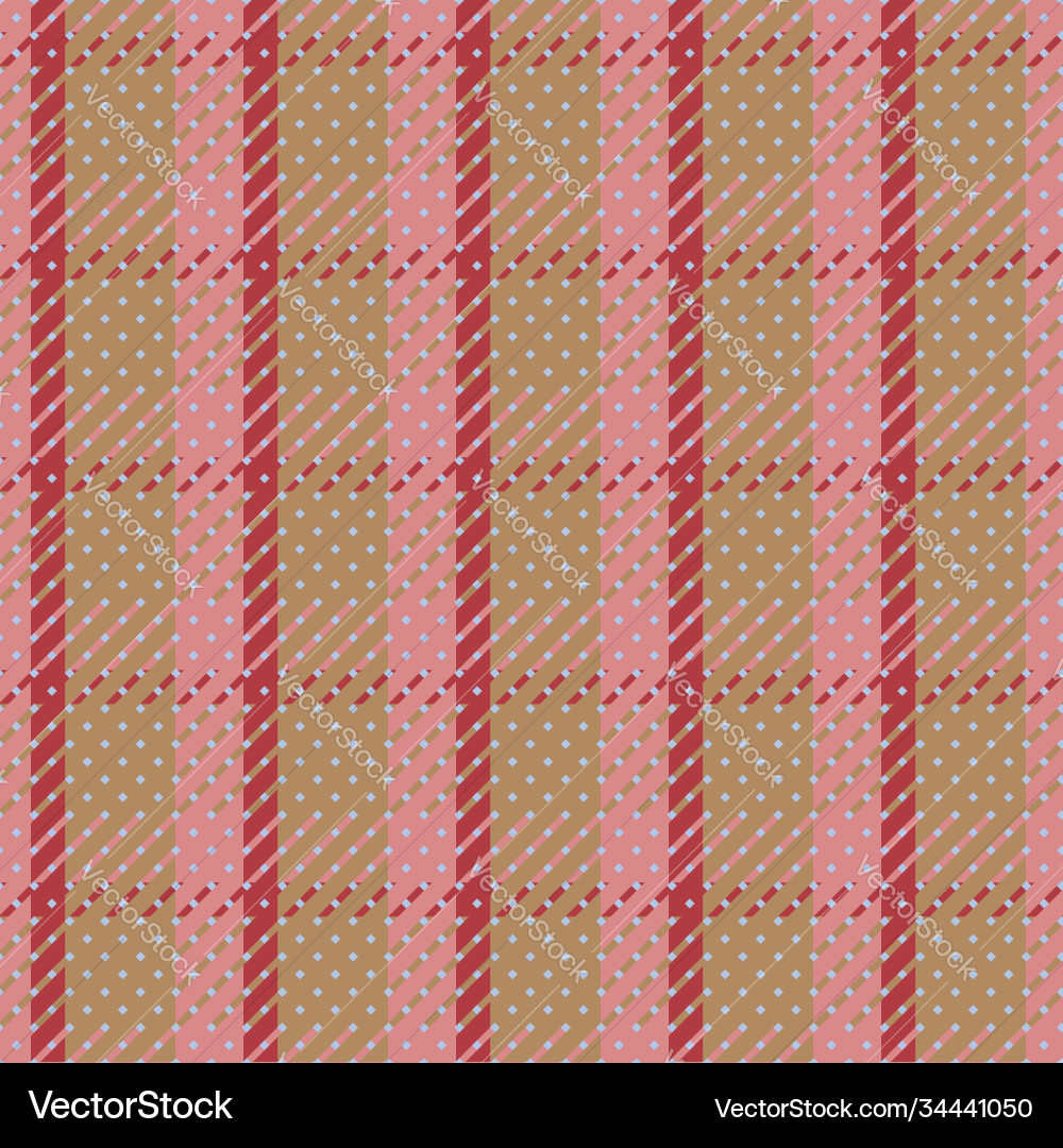Gold red and pink tartan repeat pattern Royalty Free Vector