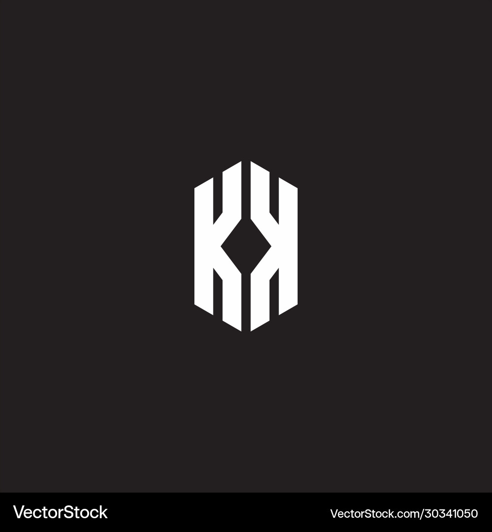 Kk logo monogram with hexagon shape style design Vector Image