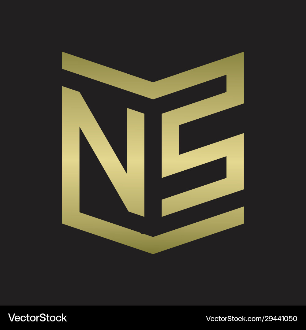 Ns logo emblem monogram with shield style design Vector Image