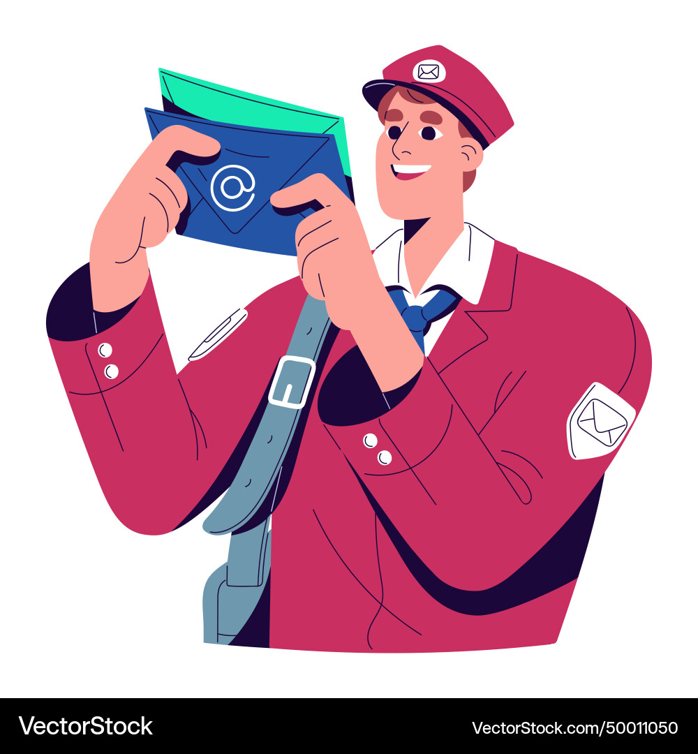 Postman delivers mail mailman holds postal Vector Image