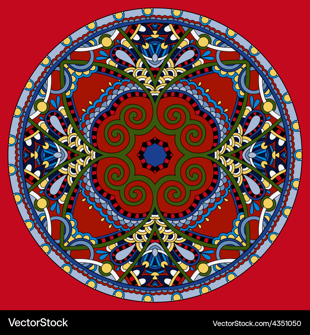 Red decorative design of circle dish template Vector Image
