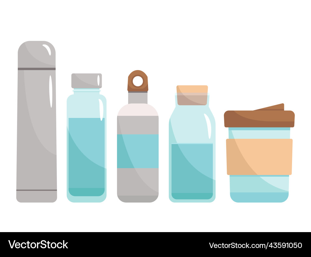 Refillable glass or metal bottles Royalty Free Vector Image