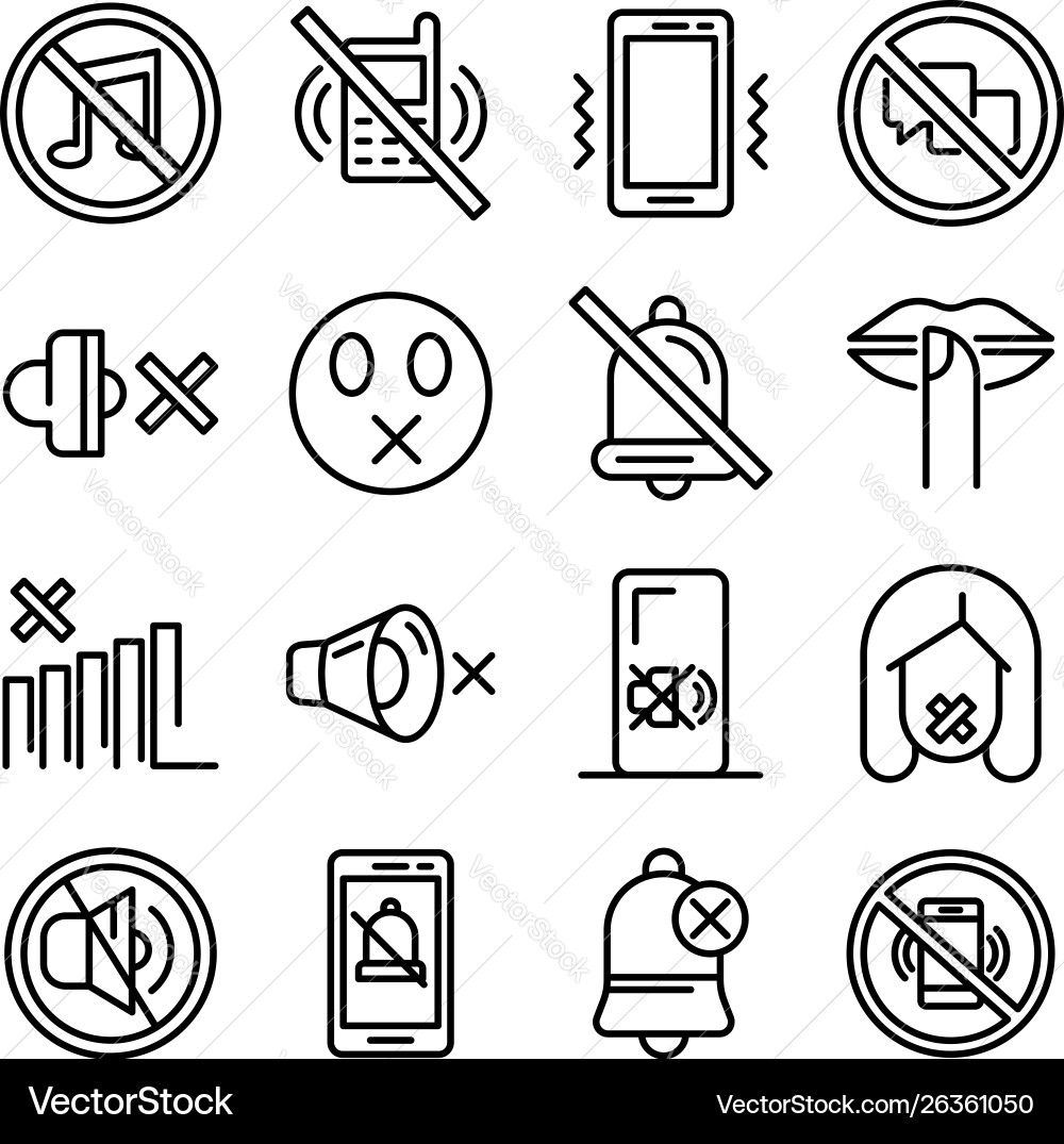 Silence icons set outline style Royalty Free Vector Image