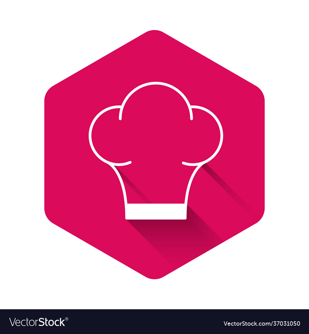 White chef hat icon isolated with long shadow Vector Image