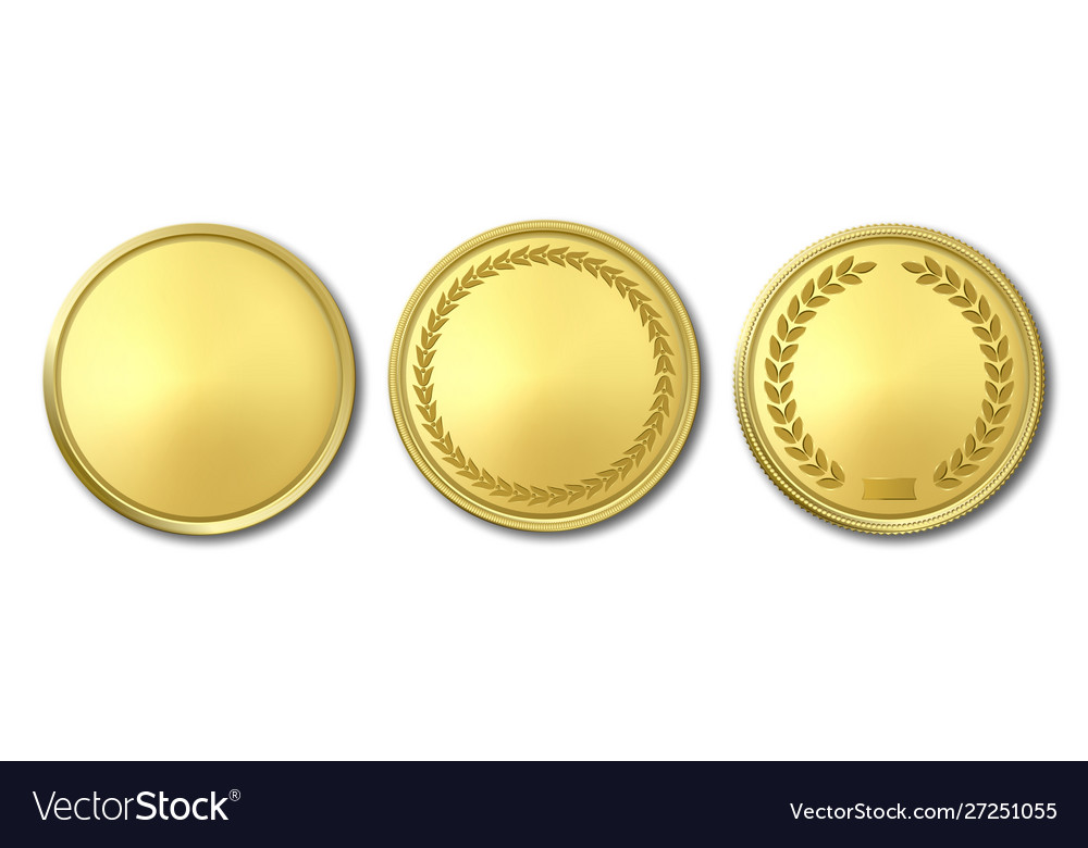 3d realistic golden metal blank coin icon Vector Image 3d realistic golden metal blank coin icon Vector Image