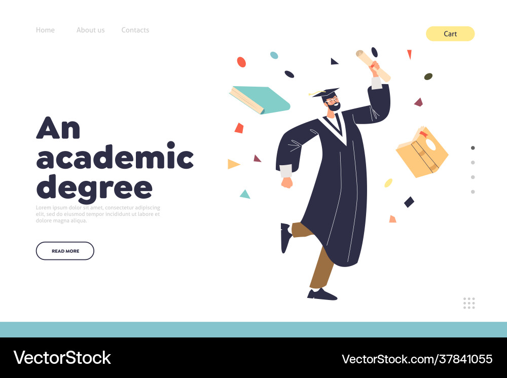 Academic degree concept landing page with happy Vector Image