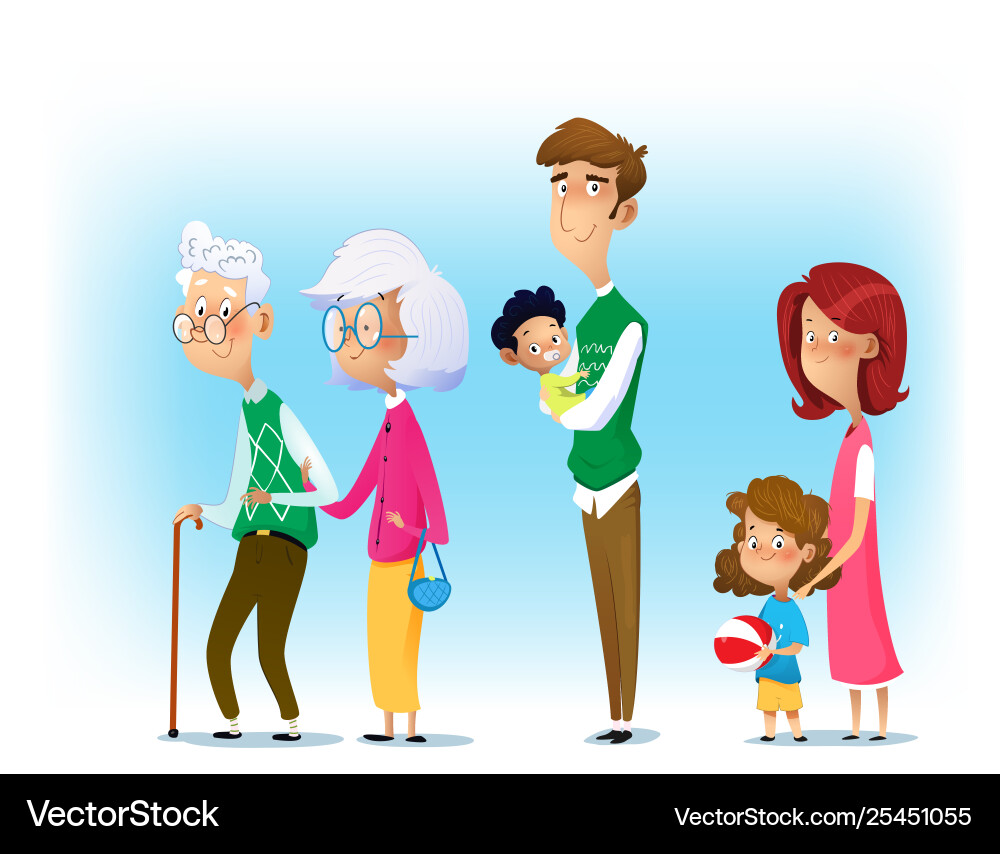 Big family together Royalty Free Vector Image - VectorStock