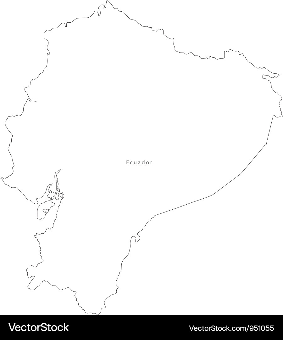 Black white ecuador outline map Royalty Free Vector Image