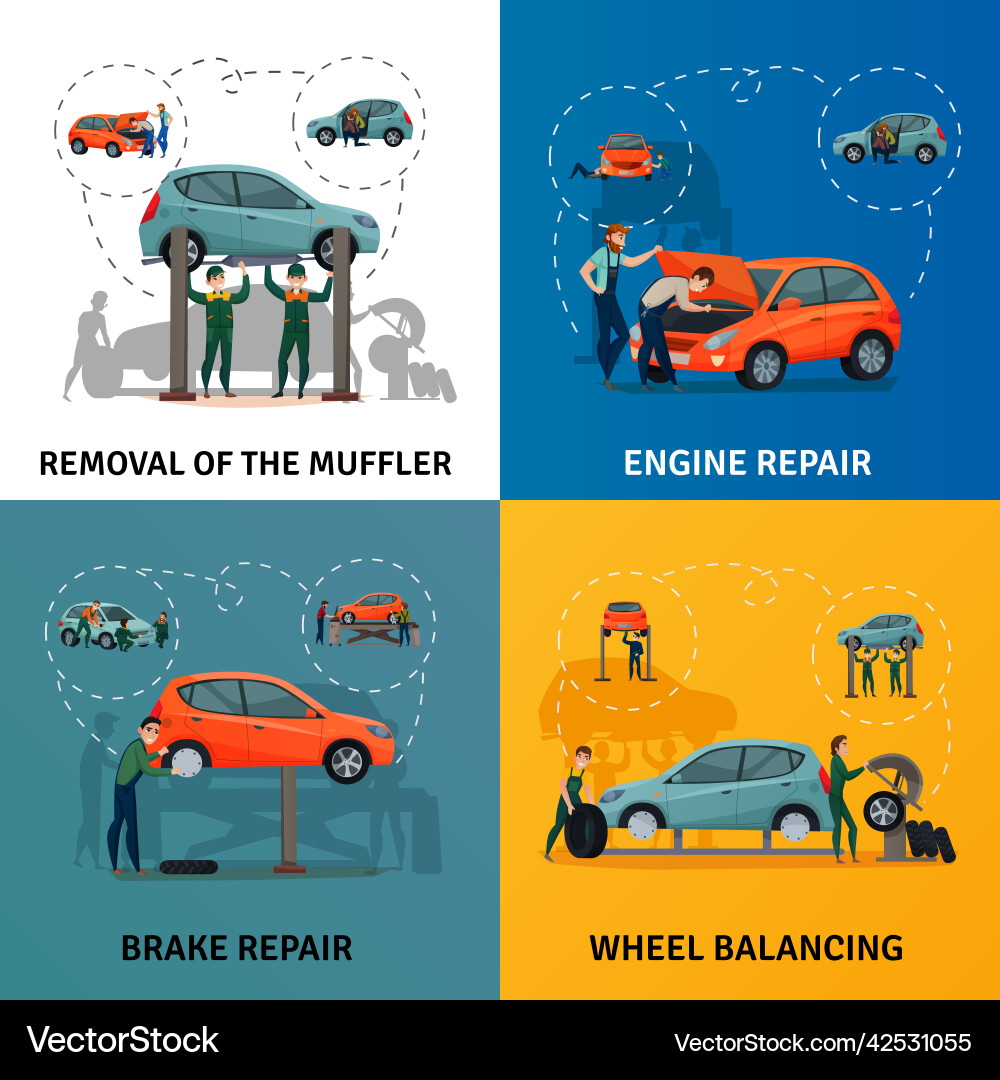 Car service concept icons set Royalty Free Vector Image