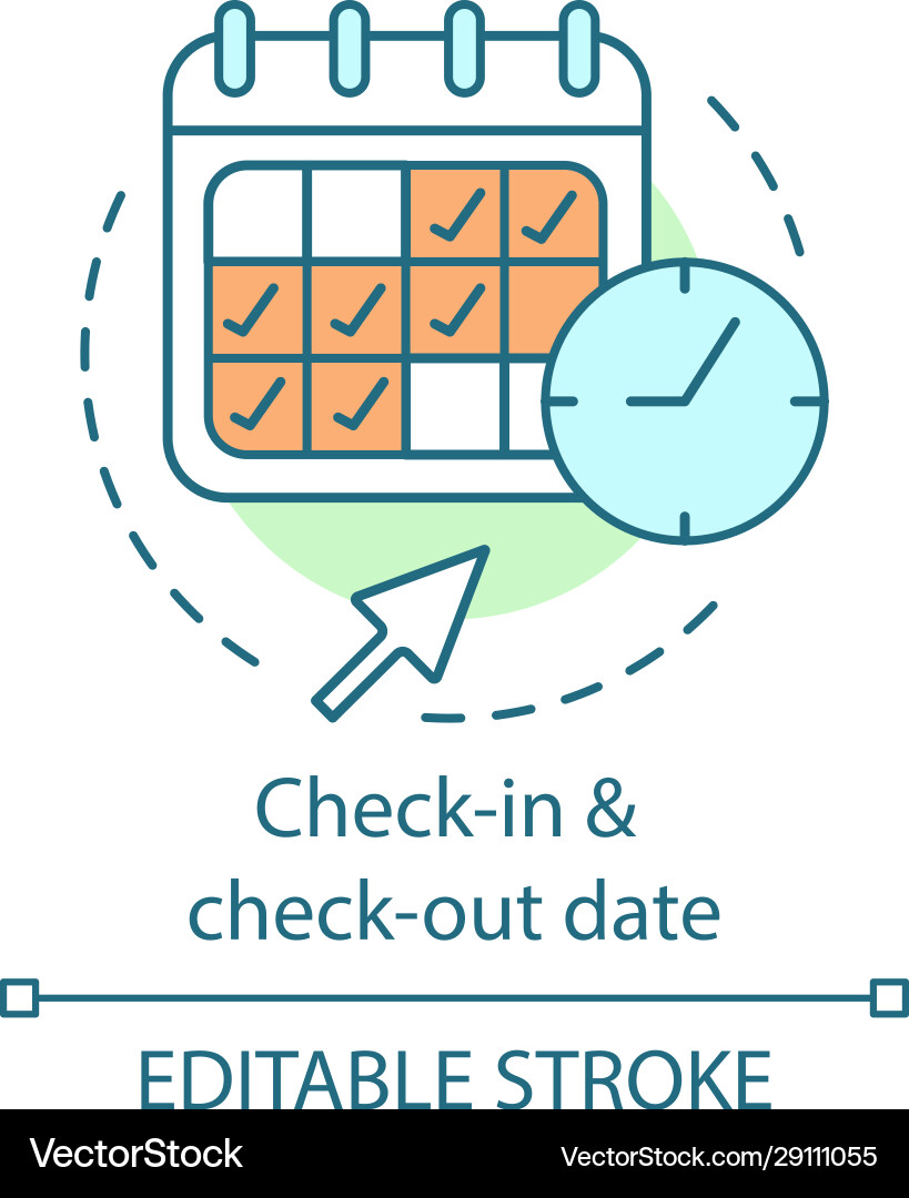 Check-in and check-out date concept icon Vector Image