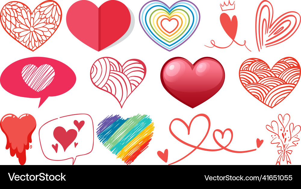 Different style of hearts isolated on white Vector Image